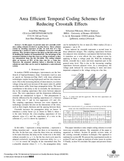 Pdf Area Efficient Temporal Coding Schemes For Reducing Crosstalk