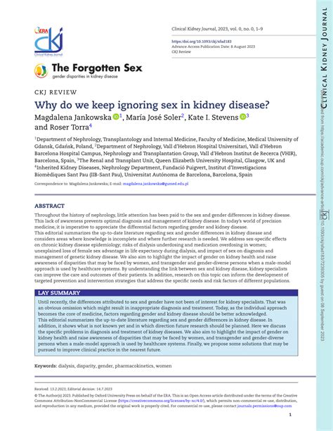PDF Why Do We Keep Ignoring Sex In Kidney Disease