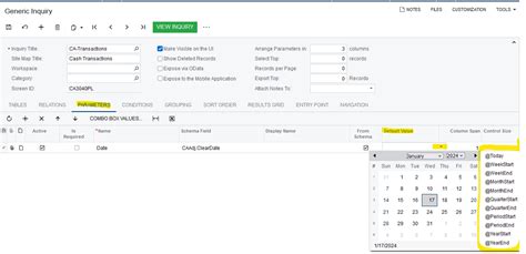 Default A Generic Inquiry Parameter That Is Pulling The Financial Periods To The Prior Period