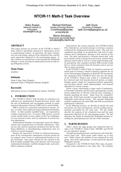 Pdf Ntcir 11 Math 2 Task Overview