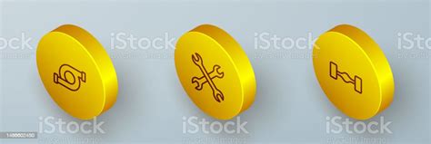 아이소메트릭 라인 자동차 터보차저 렌치 스패너 및 섀시 자동차 아이콘을 설정합니다 벡터 3차원 형태에 대한 스톡 벡터 아트 및 기타 이미지 3차원 형태 건설 산업