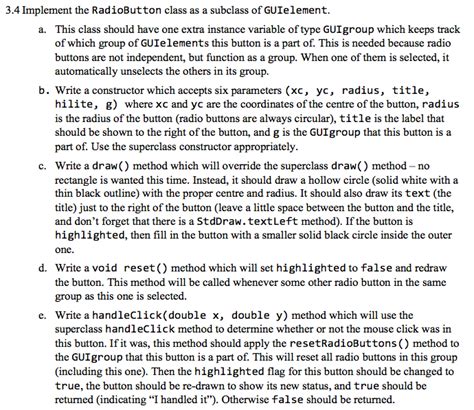 Solved Implement The Radiobutton Class As A Subclass Of