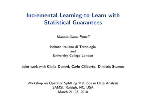qmc operator splitting workshop incremental learning to learn with statistical guarantees