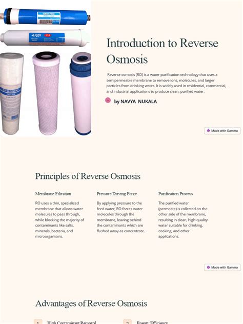 Introduction To Reverse Osmosis Pdf Membrane Water Purification