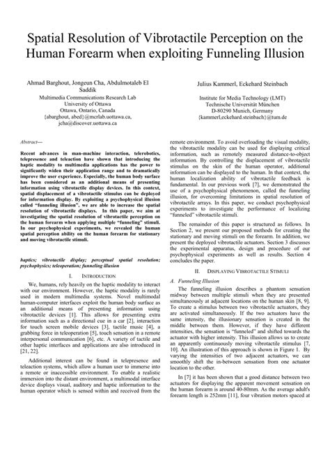 Pdf Spatial Resolution Of Vibrotactile Perception On The Human