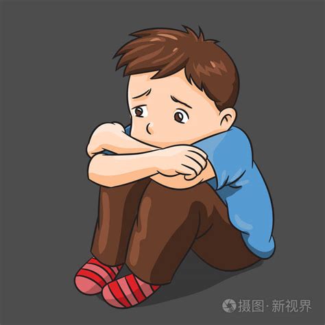 卡通孤独男孩矢量插画插画 正版商用图片02jxu9 摄图新视界