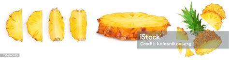 필드 세트 또는 컬렉션의 전체 깊이와 흰색 배경에 격리 파인애플 반 및 슬라이스 0명에 대한 스톡 사진 및 기타 이미지 0명 과일 노랑 Istock