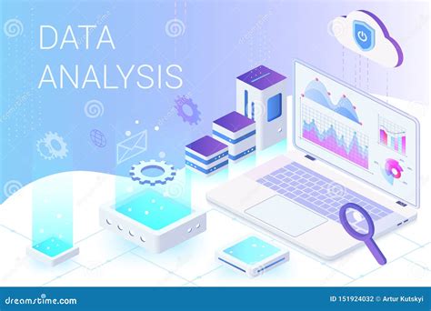 Data Analysis Isometric Web Banner Vector Template Stock Vector