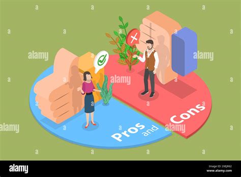 3d Isometric Flat Conceptual Illustration Of Cons And Pros Advantages And Disadvantages