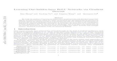 pdf learning one hidden layer relu networks via gradient descent