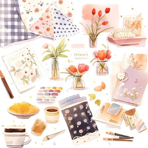 Premium Photo Watercolor Cute Space Items