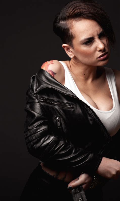 Download Wallpaper Leather Brunette Pose Tattoos Nikita Chursin Section Girls In Resolution