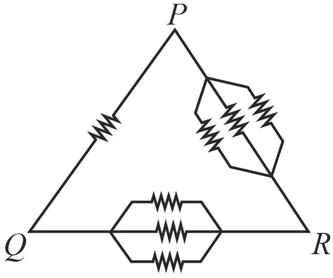 Six Equal Resistances Are Connected Between Points Pq And R As Shown