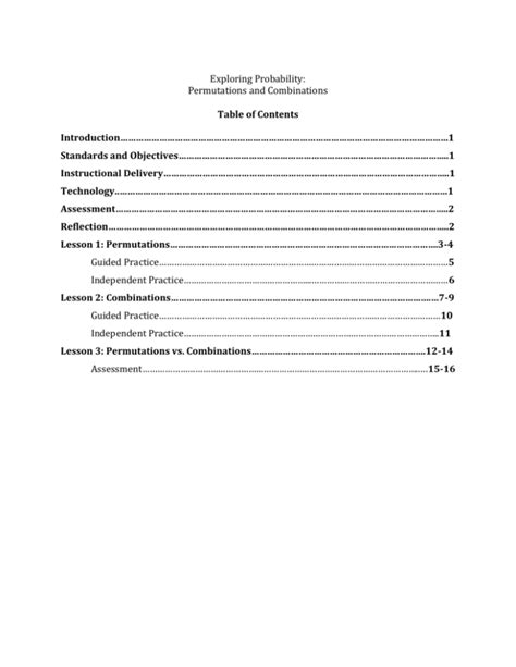 Permutations And Combinations 6th Grade Math Mini Unit