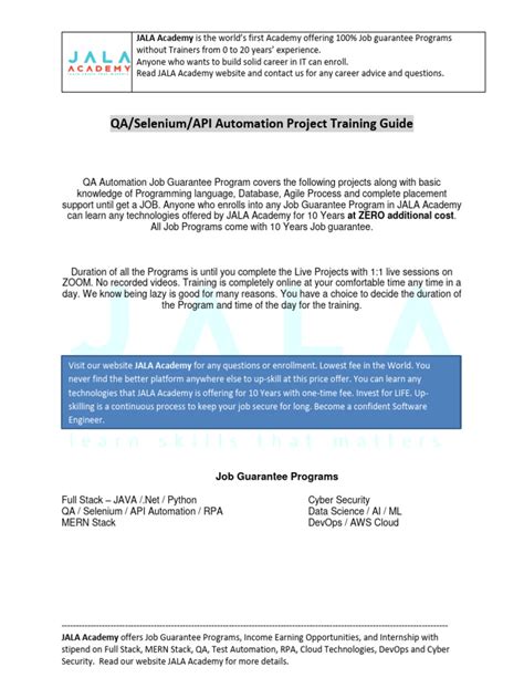 qa automation project training v3 0 pdf mentorship selenium software