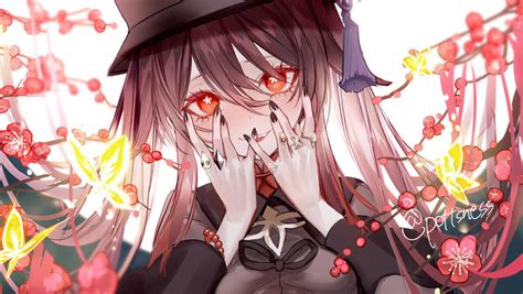 Аниме девочка с красными глазами в черной шляпе · 1280x720 Hd бесплатная фотография от Godlike