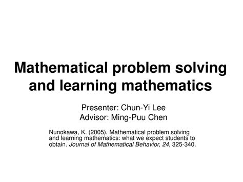PPT Enhancing Mathematical Problem Solving Skills For Students PowerPoint Presentation ID