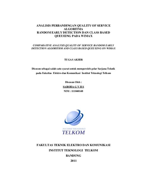 Pdf Analisis Perbandingan Quality Of Service Algoritma Random Early Detection Dan Class Based