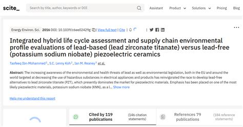 Citation Report Integrated Hybrid Life Cycle Assessment And Supply Chain Environmental Profile