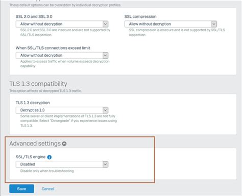 Internal Application Only Works If You Disable The Sophos XG SSL TLS Inspection Function