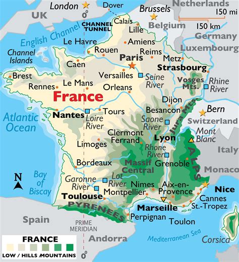 France Physical Maps Guide Of The World