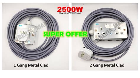 Heavy Duty Extension Metal Clad Extension Trailing Socket Extension Wire 1 Gang 2 Gang 40 016