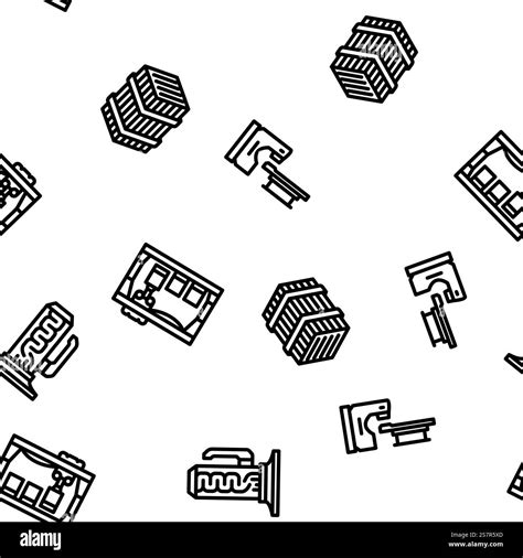 Nuclear Energy Power Reactor Vector Seamless Pattern Thin Line Illustration Nuclear Energy