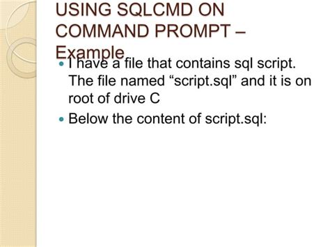 execute sql query or sql command sql server using command prompt ppt