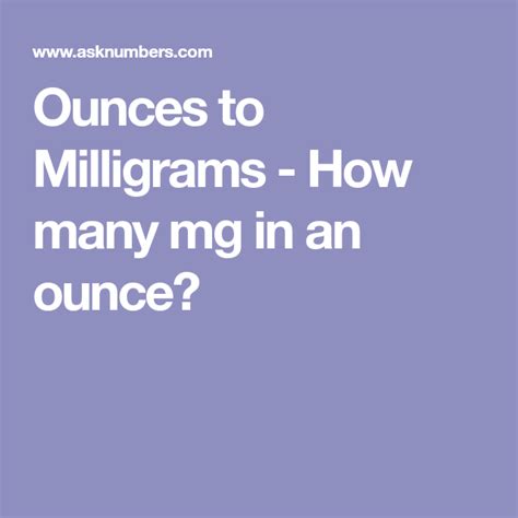 Ounces To Milligrams How Many Mg In An Ounce Renal Diet Recipes