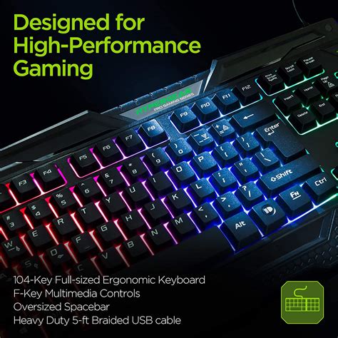 Hypergear 4 In 1 Gaming Kit [full Sized Rgb Backlit Keyboard Ergonomic 6 Button Backlit Mouse