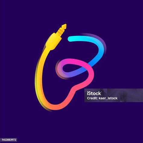 선명한 그라데이션 라인 와이어로 만든 F 글자 로고와 미니 잭 아이콘과 무지개 빛 로고에 대한 스톡 벡터 아트 및 기타 이미지 로고 알파벳 F 음성 Istock