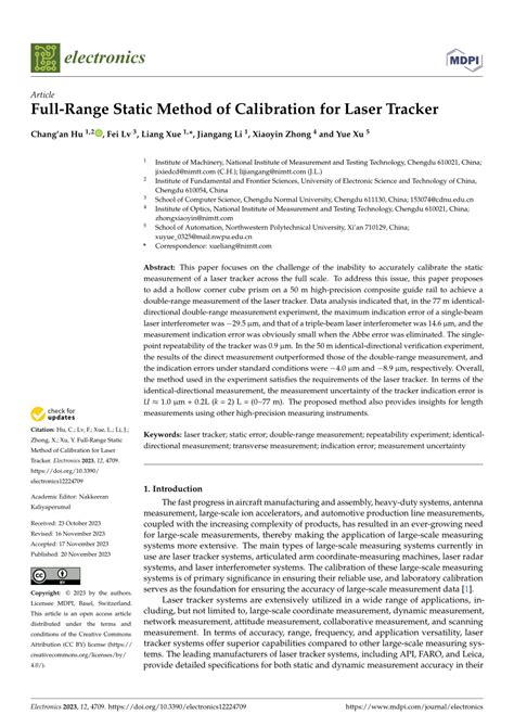 Pdf Full Range Static Method Of Calibration For Laser Tracker