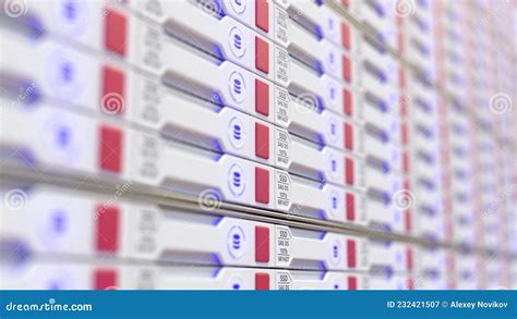 Futuristic Hi Tech White Server Storage Rack 3d Rendering Stock Illustration Illustration Of