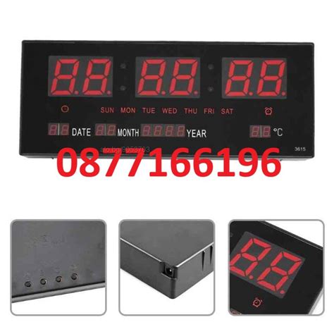 Цифров Часовник с термометър 36х15см Други Пловдив Led електронен часовник с големи ци