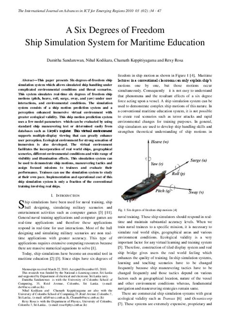Pdf A Ship Simulation System For Maritime Education