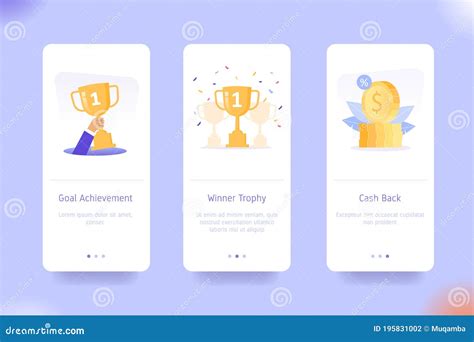 Application Design Set For Goal Achievement Winner Trophy And Cash