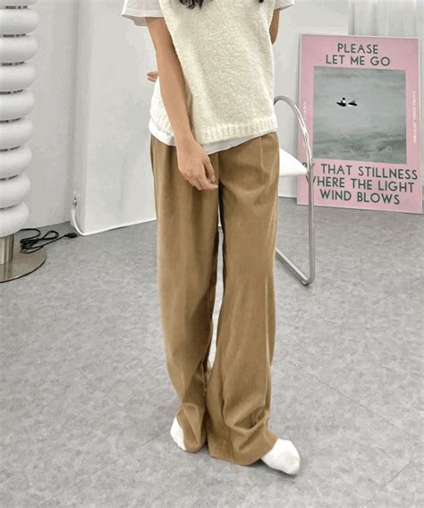 핏보장뒷밴딩롱핏 골덴 코듀로이 투턱 와이드 팬츠 에이블리