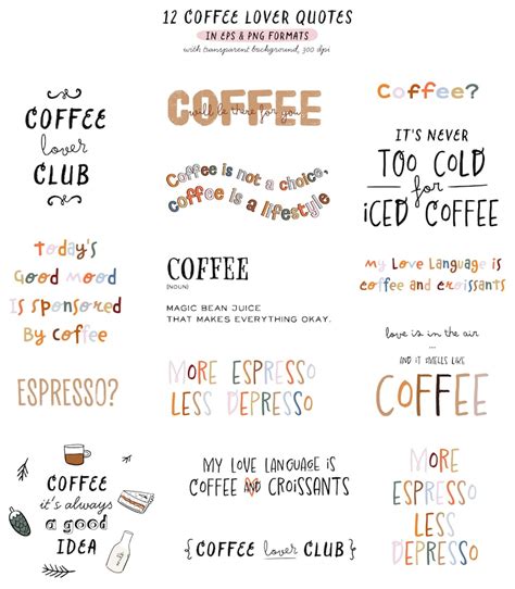 Coffee Clipart Coffeeshop Menu Elements Cute Coffee Lover Illustration