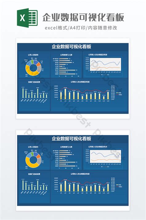 แดชบอร์ดภาพข้อมูลองค์กร เทมเพลต เทมเพลต Excel แบบ Xls ดาวน์โหลดฟรี Pikbest