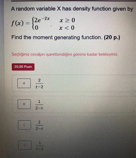 A Random Variable X Has Density Function Given By Chegg Com