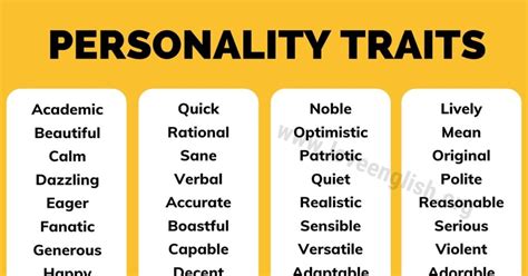 Personality Traits 160 English Adjectives That Describe Personality