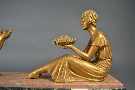 1930fr Dh Chiparus Lady With Lamb Art Deco Sculptures Bronze Clocks