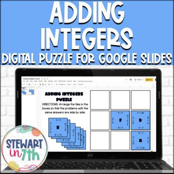 Adding Integers Digital Puzzle By The Pi Stand TpT