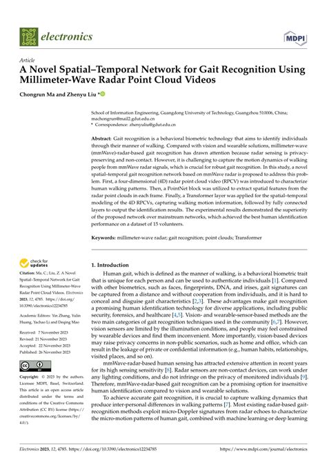 PDF A Novel SpatialTemporal Network For Gait Recognition Using Millimeter Wave Radar Point