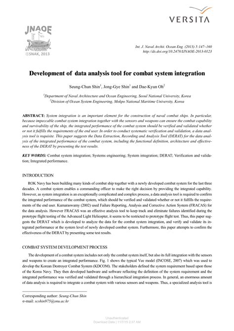 pdf development of data analysis tool for combat system integration