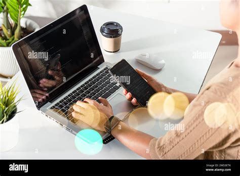 Software Developer Hands Typing Data Coding Programming Javascript With