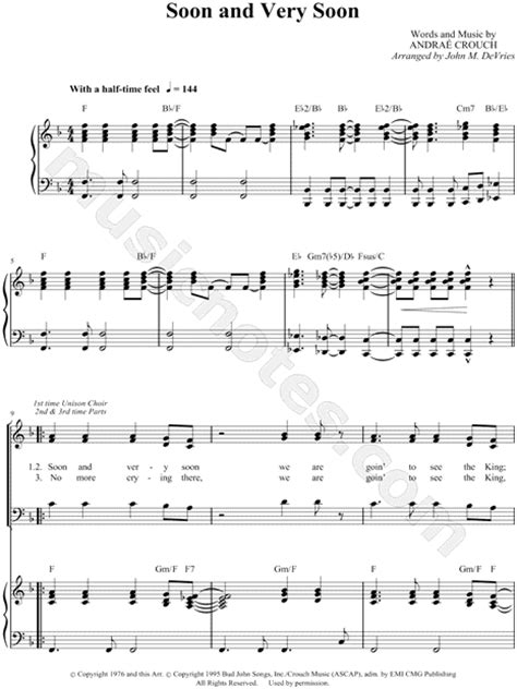Andraé Crouch Soon And Very Soon Sheet Music In F Major Download