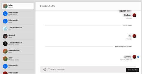 Stream Chat React Tutorial Forked Codesandbox
