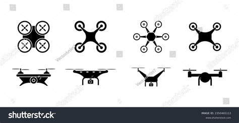 Quadcopter Icon Vector Collection Collection Drone Stock Vector Royalty Free 2350465113