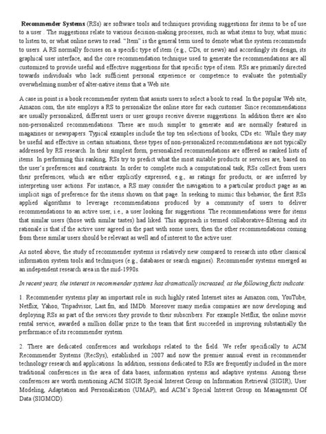 Recomender System Notes Pdf Level Of Measurement Cognitive Science